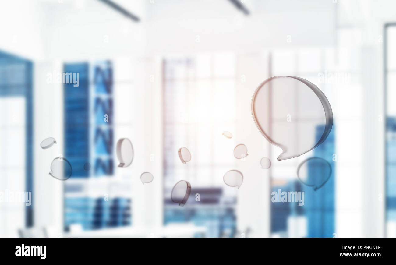 Concept of communication by glass empty chat icon on office back Stock ...