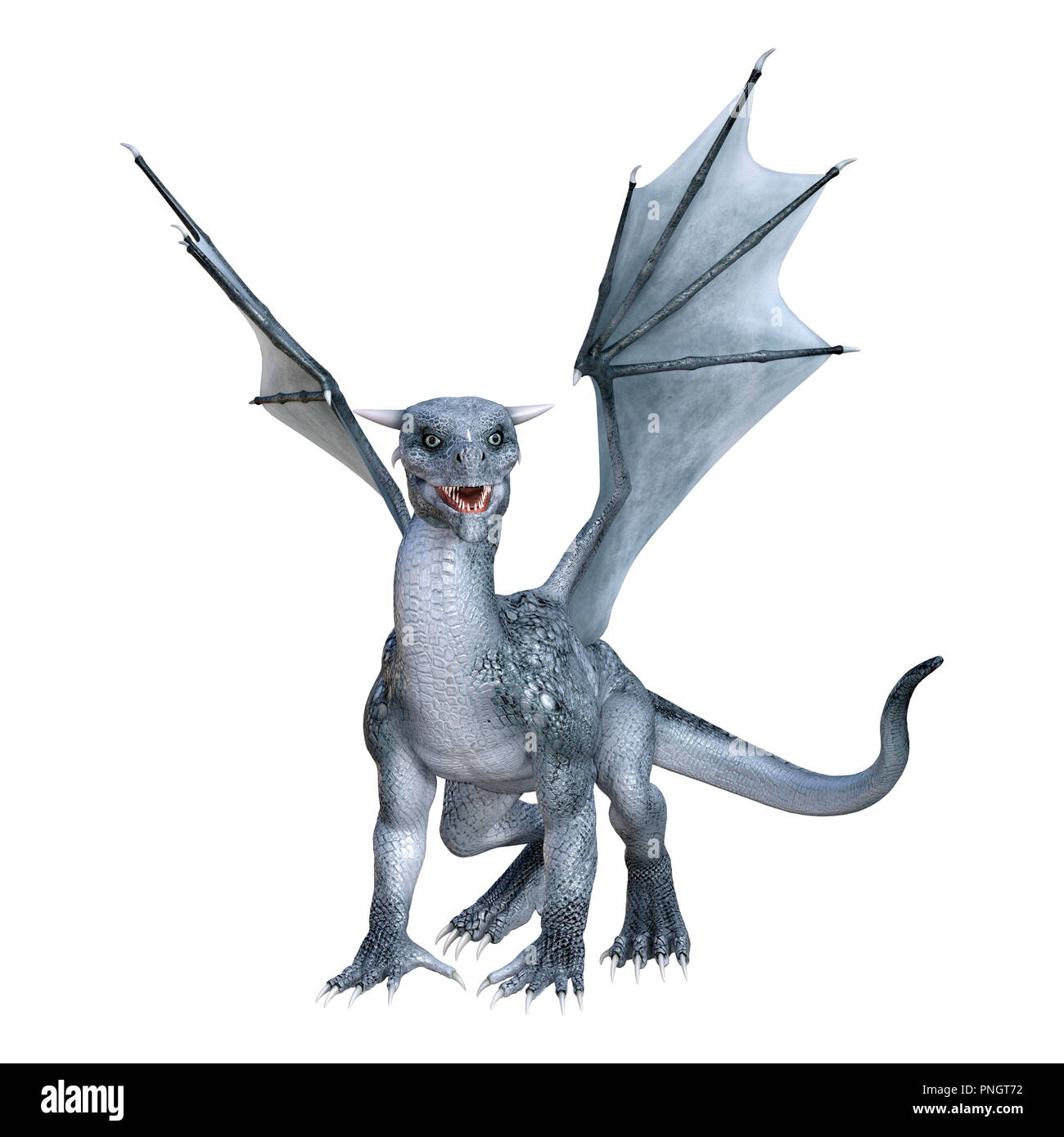 3D rendering of a fantasy dragon whelp isolated on white background ...