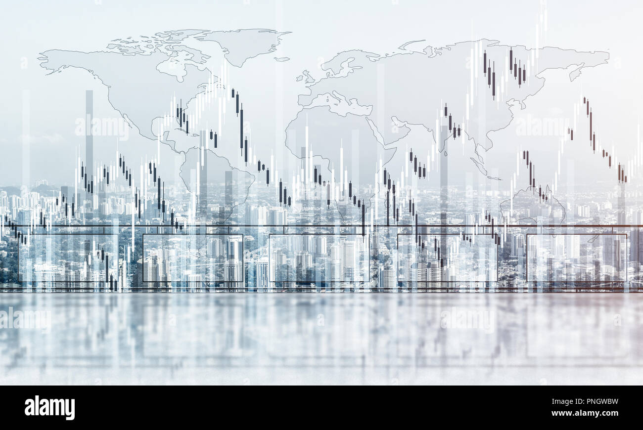Concept of global communication and networking with world map ov Stock ...