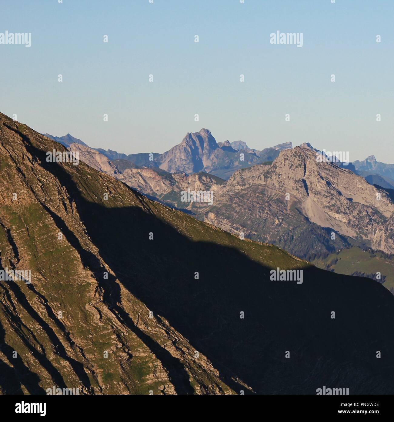 Rock layers of Mount Niesen. Bernese Oberland, Switzerland Stock Photo ...