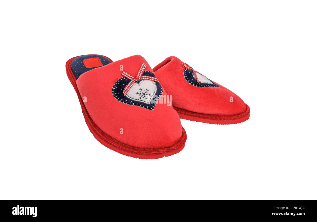 Red female house slippers. For the cold season Stock Photo - Alamy
