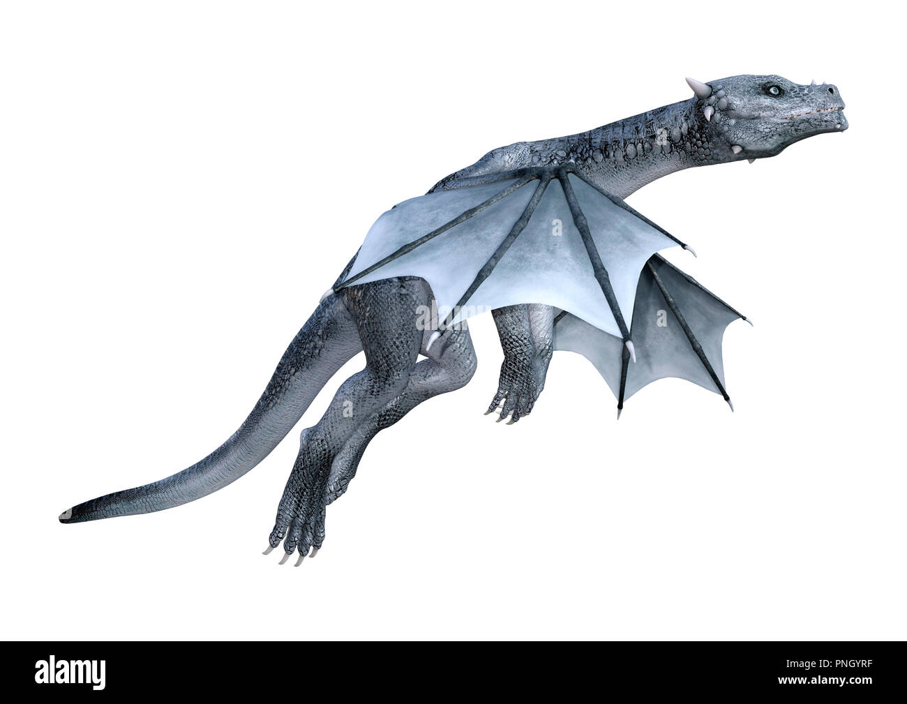 3D rendering of a fantasy dragon whelp isolated on white background ...