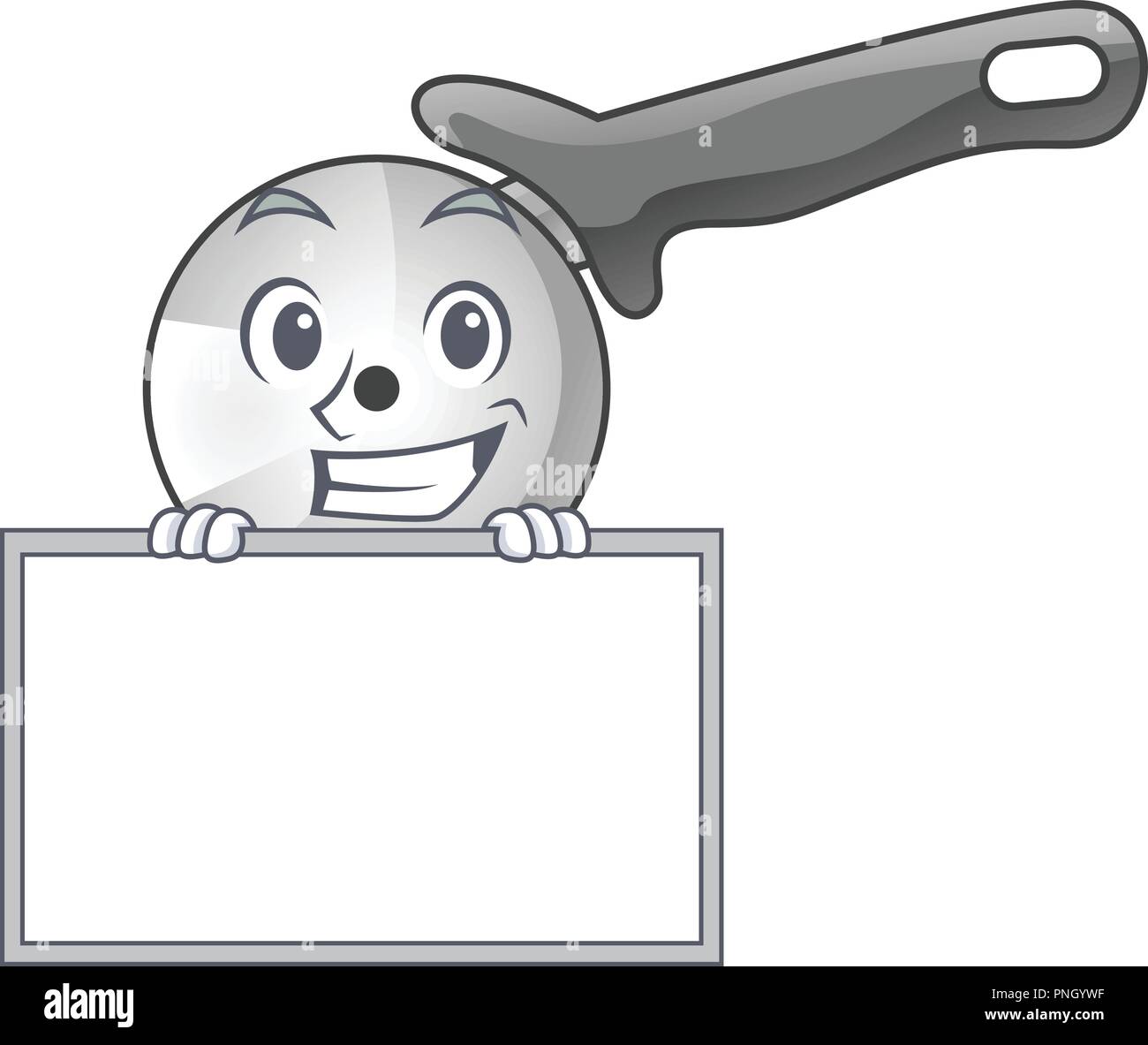 Grinning with board pizza cutter knife cartoon for cutting Stock Vector ...