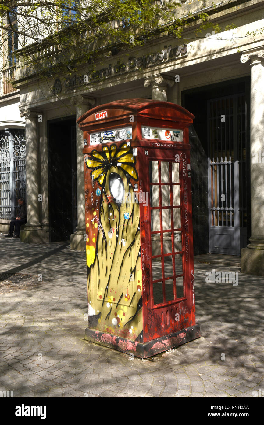 painted telephone booths, Porto,Portugal Stock Photo - Alamy