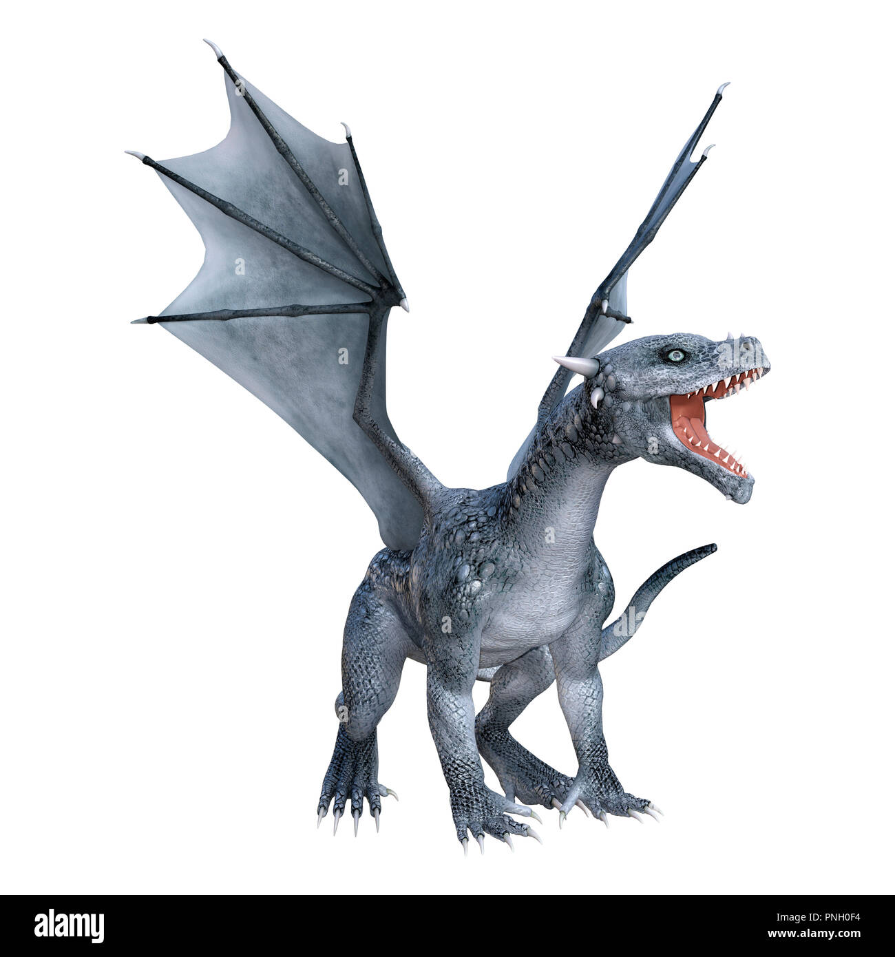3D rendering of a fantasy dragon whelp isolated on white background ...