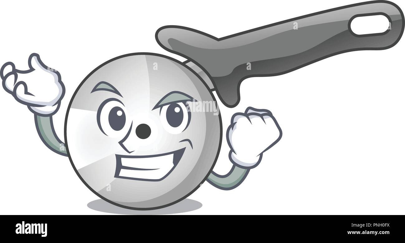 Successful character pizza cutter with handle cartoon Stock Vector ...