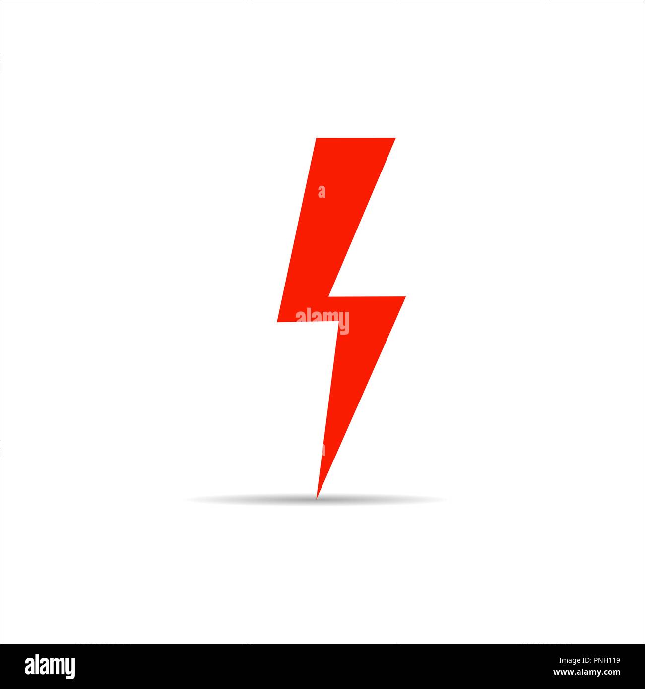 Flat red lightning icon for websites and applications Stock Vector ...