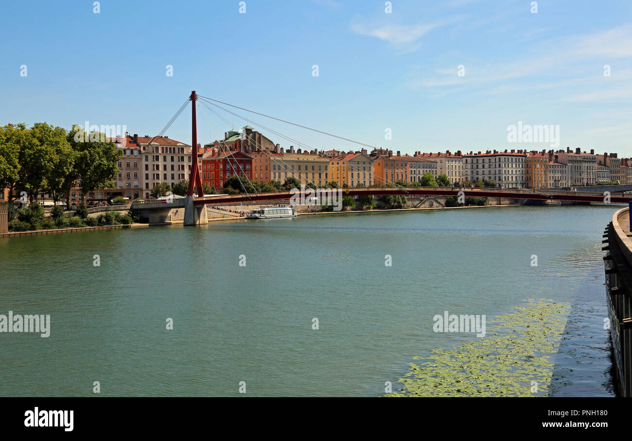 Lyon in France and the Rhone Riveron of major rivers of Europe Stock ...