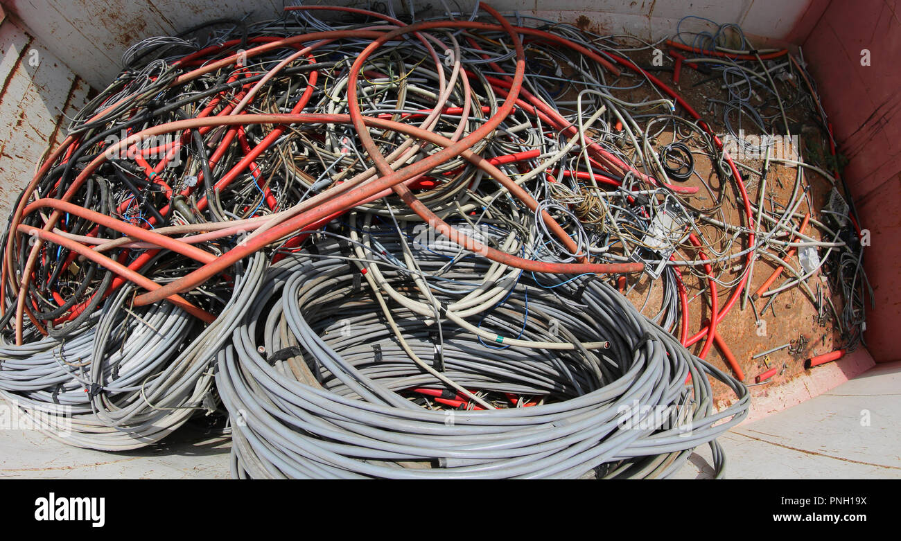 many electrical cables and wires in the container Stock Photo - Alamy