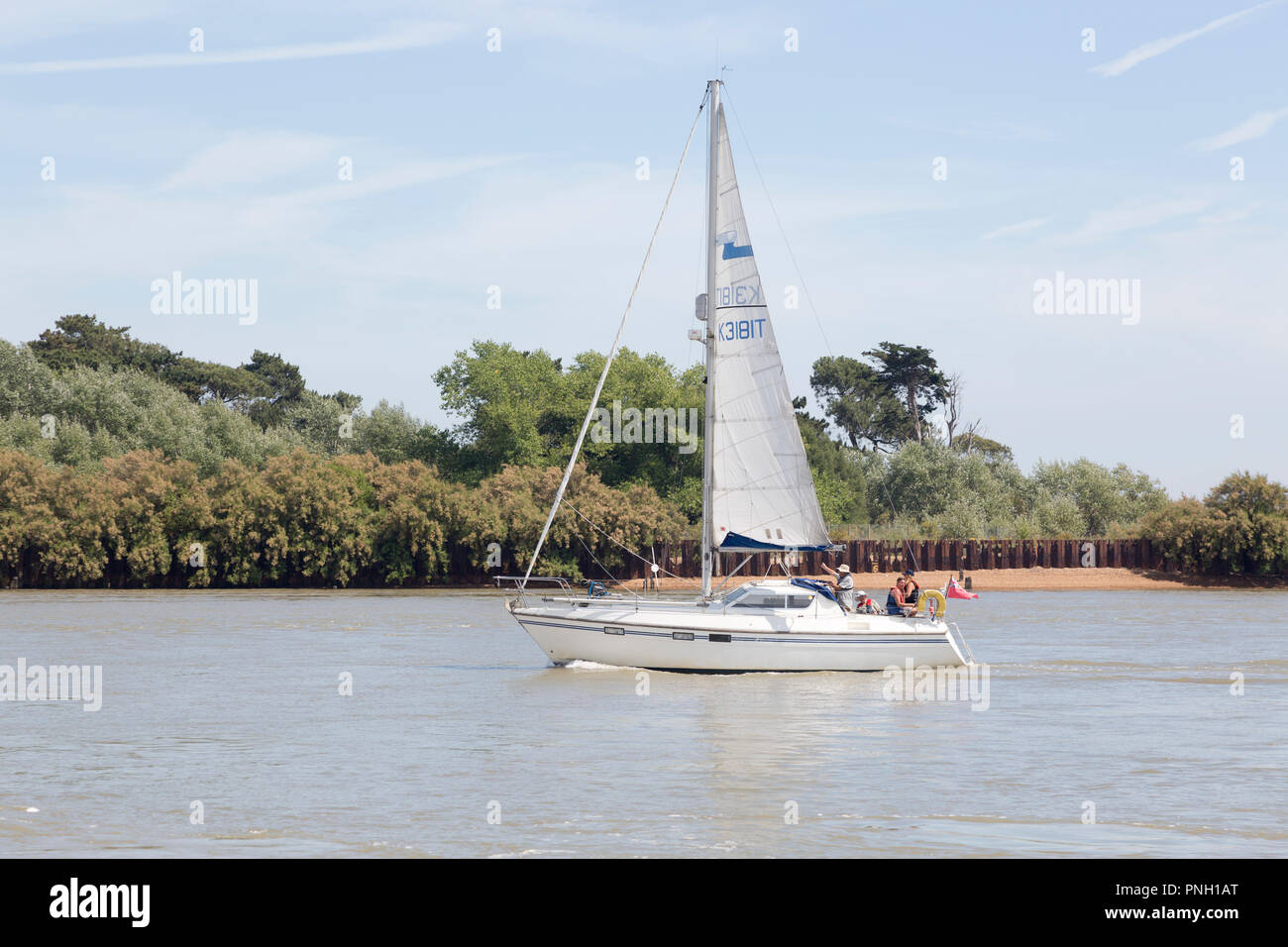 Sailing boat at mouth of river deben hi-res stock photography and ...