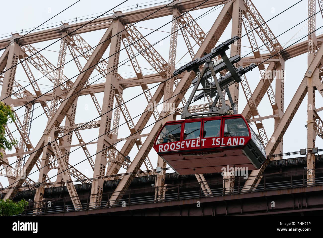 New York City, USA - June 24, 2018: The Roosevelt Island Tramway. It is ...