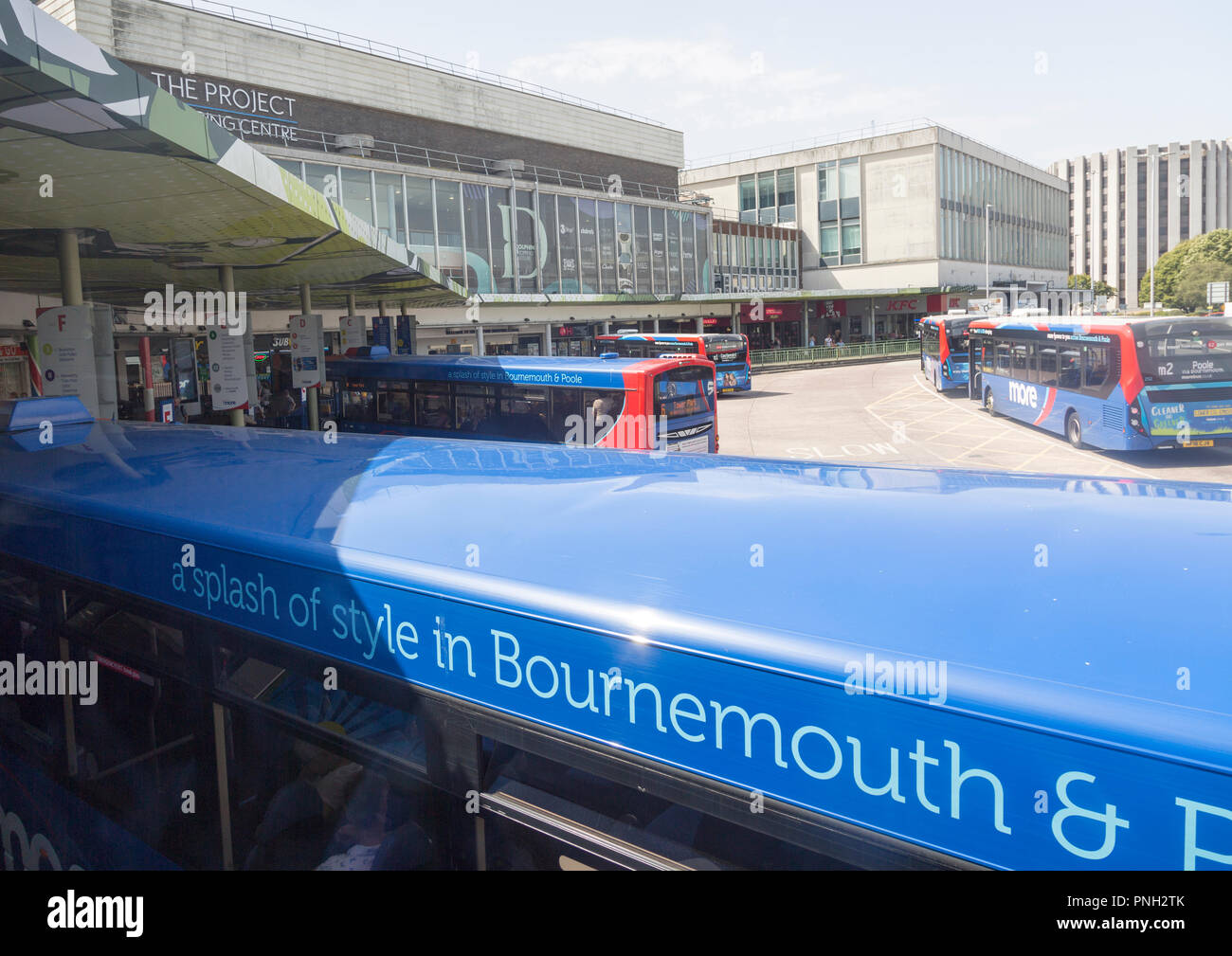 Bus station and The Project Climbing Centre, Poole, Dorset, England, UK ...