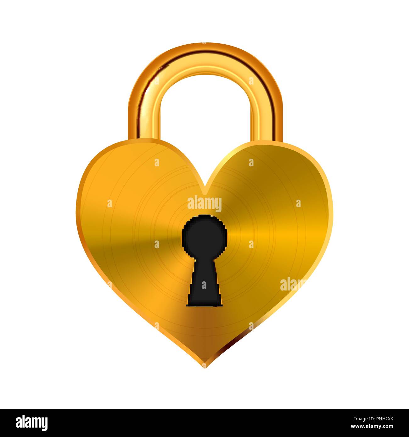 Closed realistic golden padlock in heart shape on white Stock Vector ...