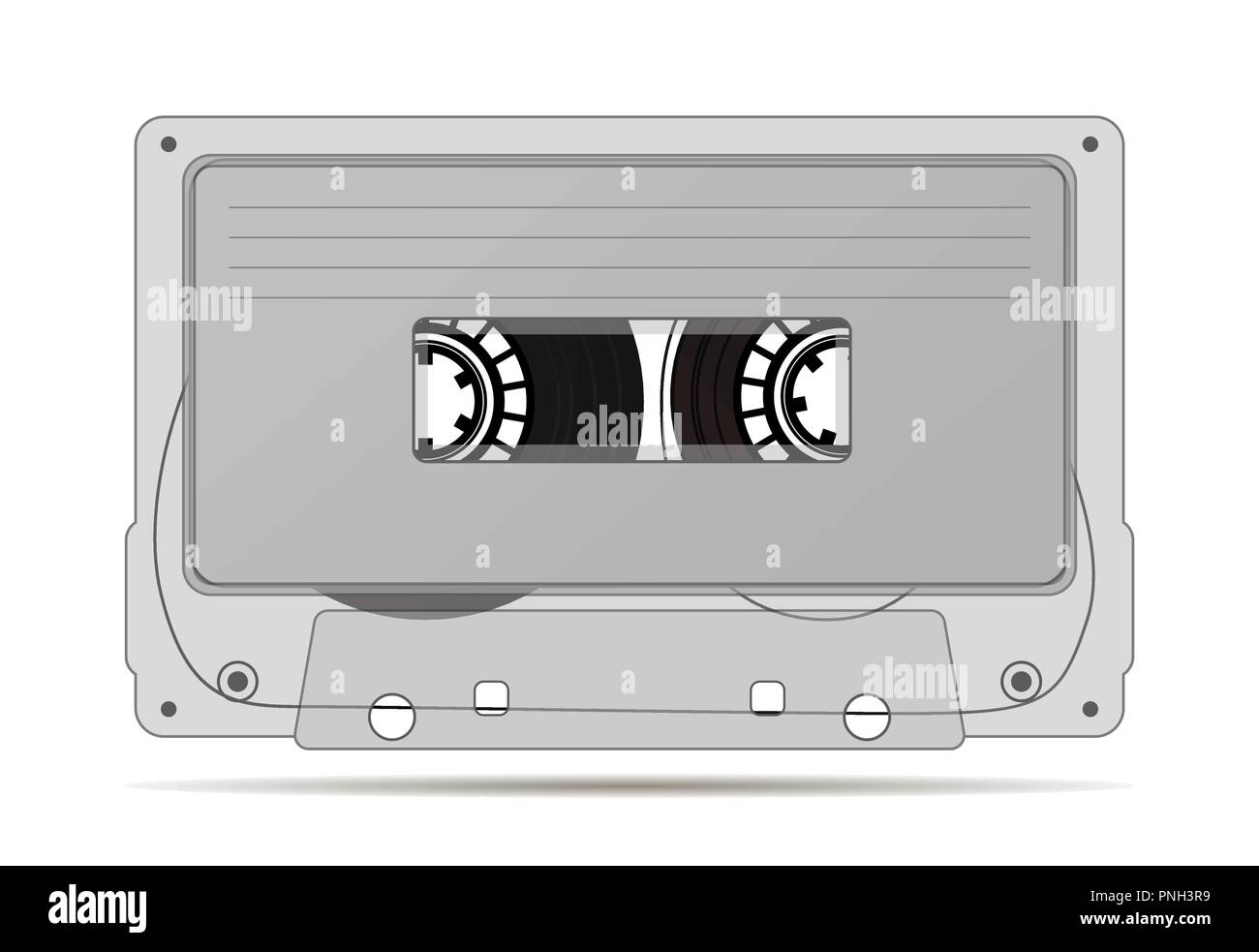 Gray audio cassette with magnetic tape, vintage object on white Stock ...