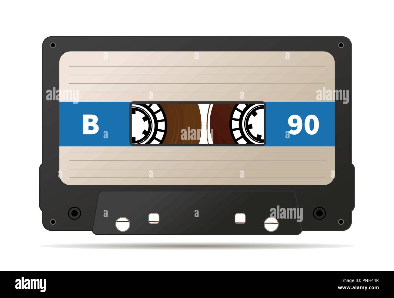 Realistic black audio cassette with magnetic tape, retro object on ...