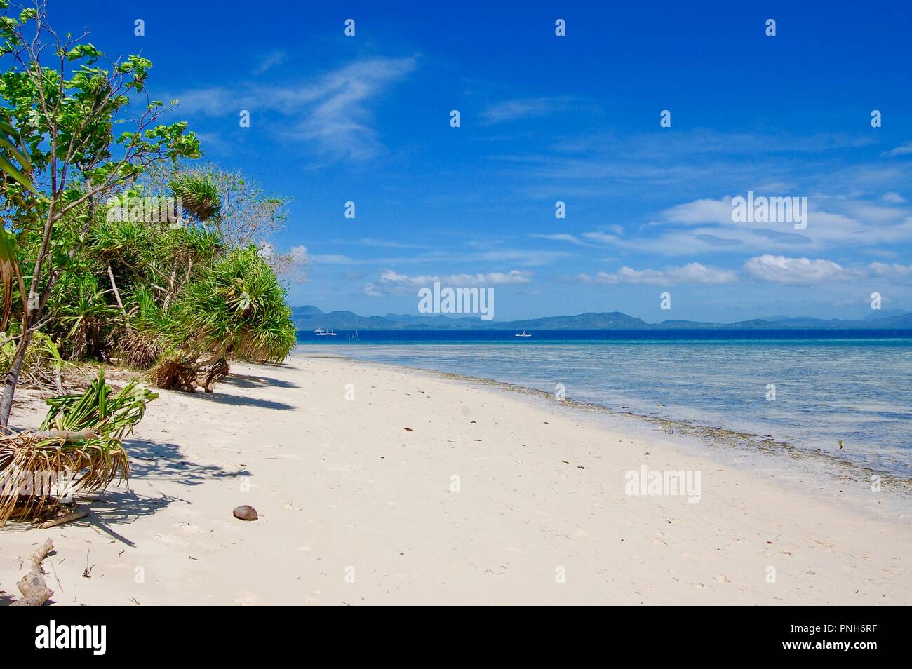 A tropical beach scene background in southern Philippines on the island ...