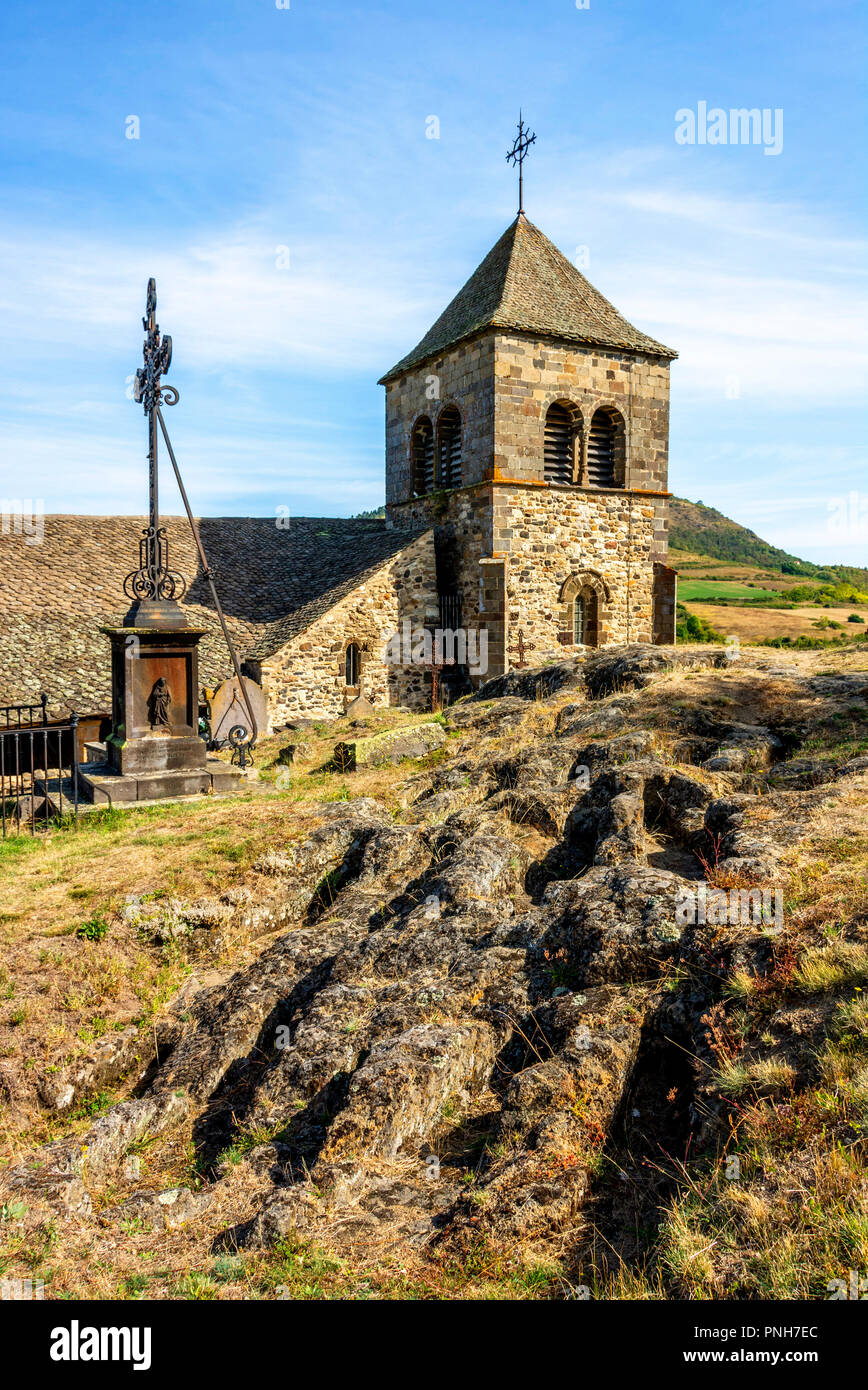 Saint Floret, church of the Chastel and medievals tombs. Puy de Dome ...