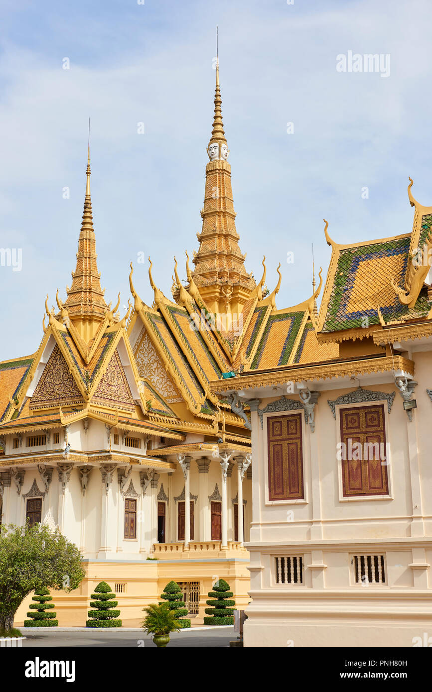Detail of Royal Palace's throne hall building gilt spire featuring ...