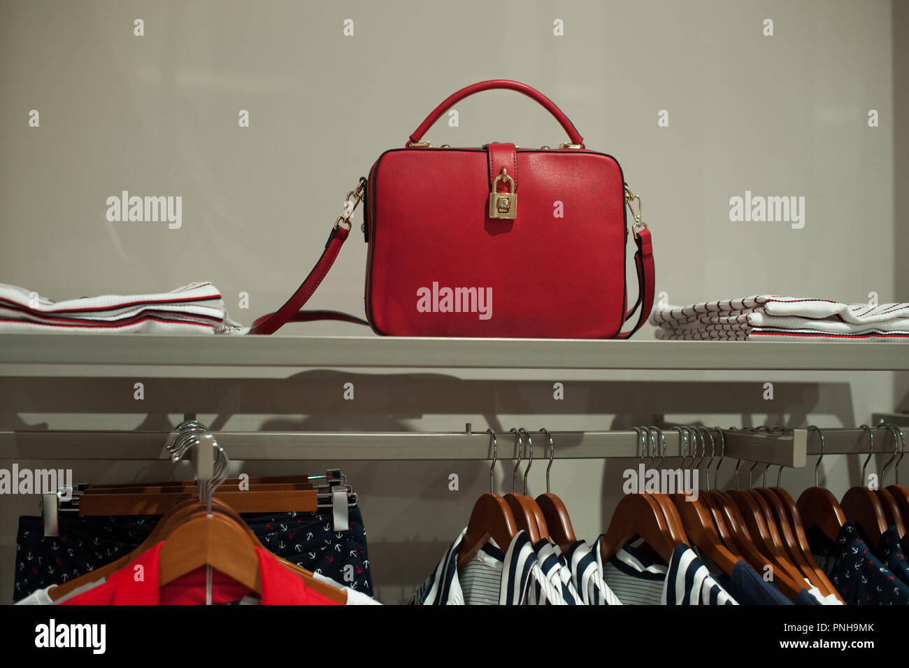 outfits in a women's clothing store in a shopping center Stock Photo ...