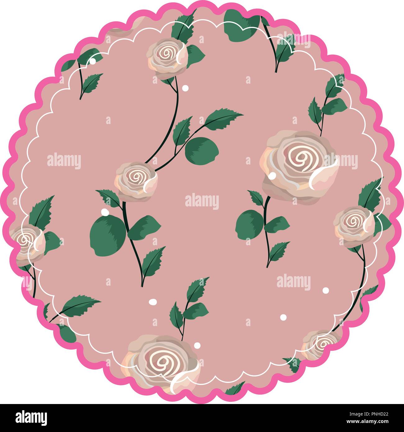 rustic circle with roses plant and leaves Stock Vector Image & Art - Alamy