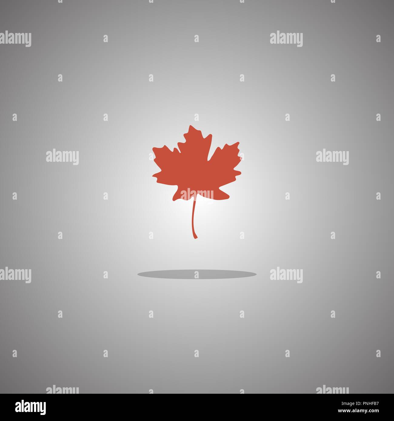Maple leaf red. Vector illustration. Gray background with gradient ...