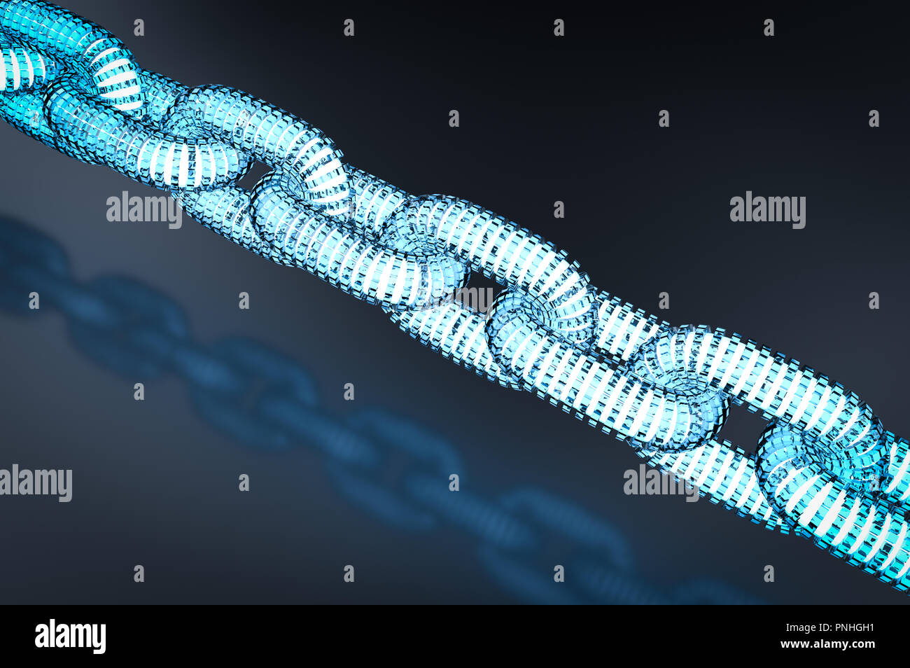 Blockchain Technology concept with 3d rendering blue chains connection Stock Photo - Alamy