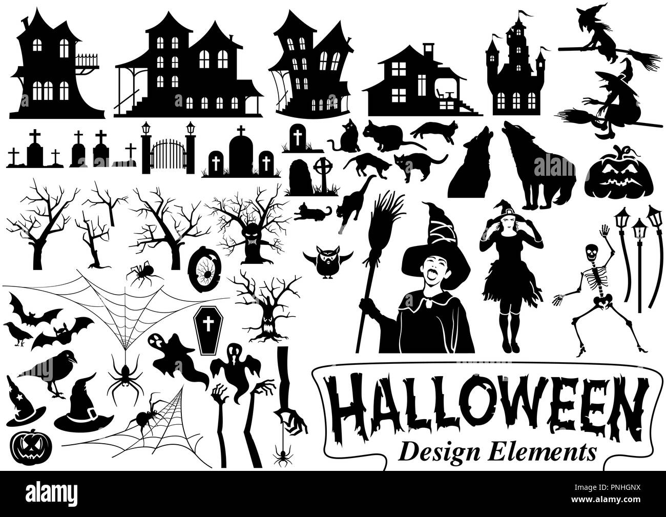 Halloween Design Elements Set Stock Vector Image & Art - Alamy