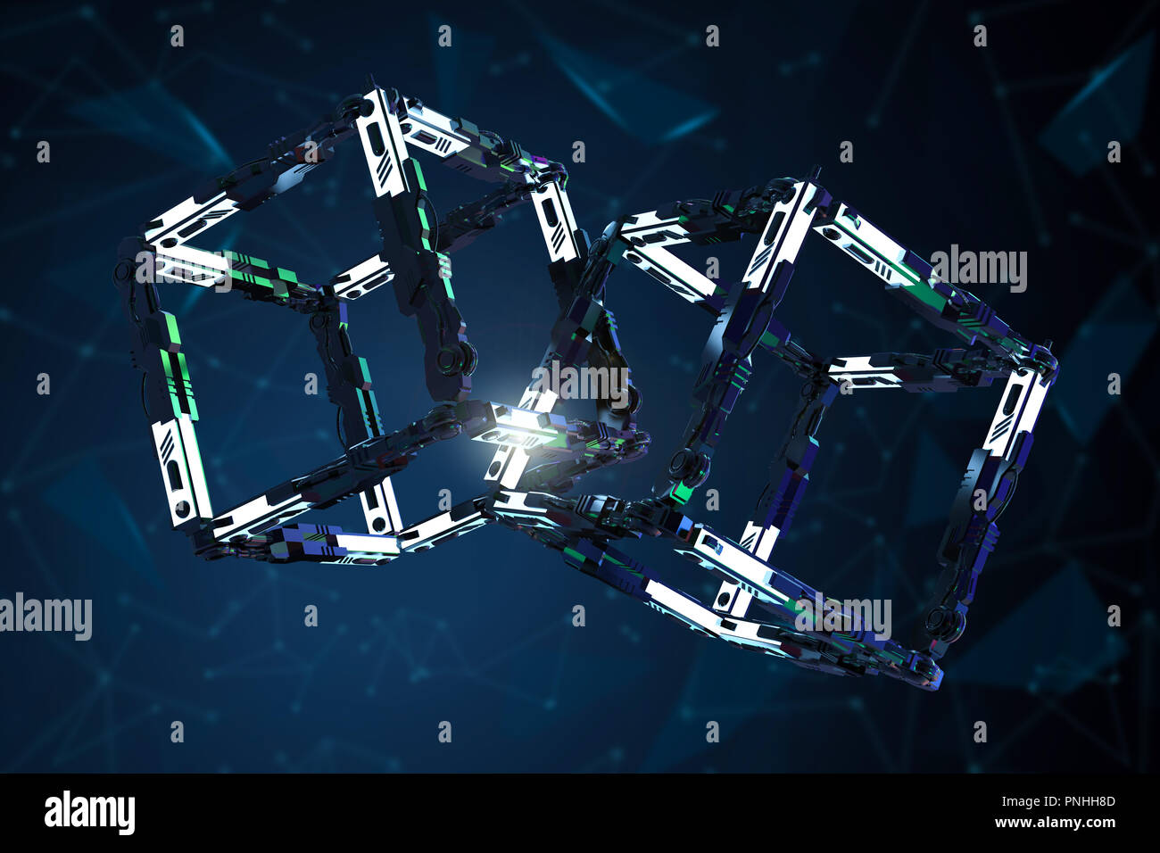 Blockchain Technology concept with 3d rendering blocks connection Stock Photo - Alamy