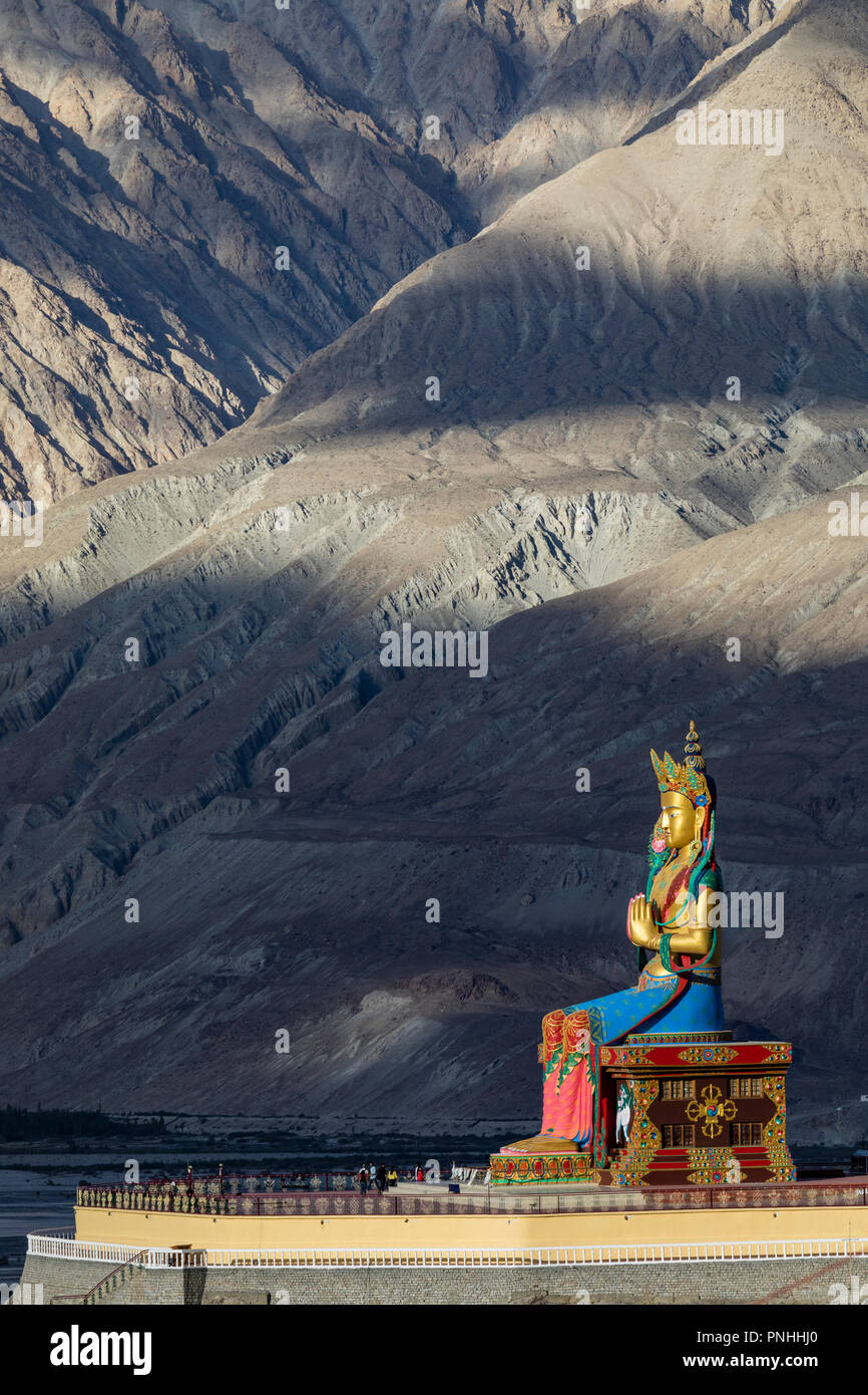 Buddha statue at the Diksit monastery in the Nubra valley region of ...