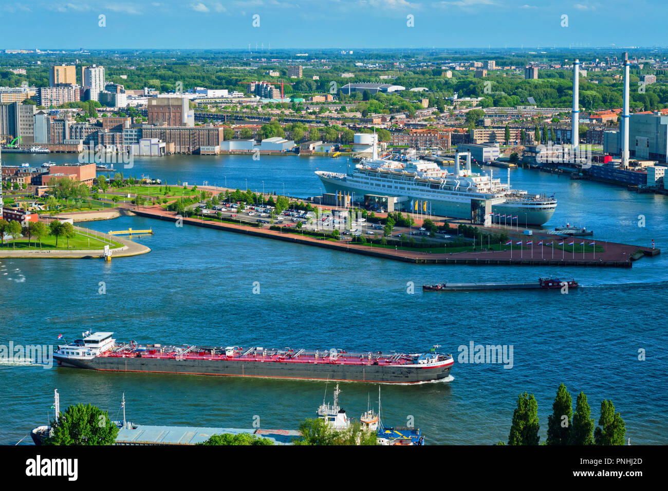 ROTTERDAM , NETHERLANDS - MAY 14, 2017: View of Rotterdam city with SS ...