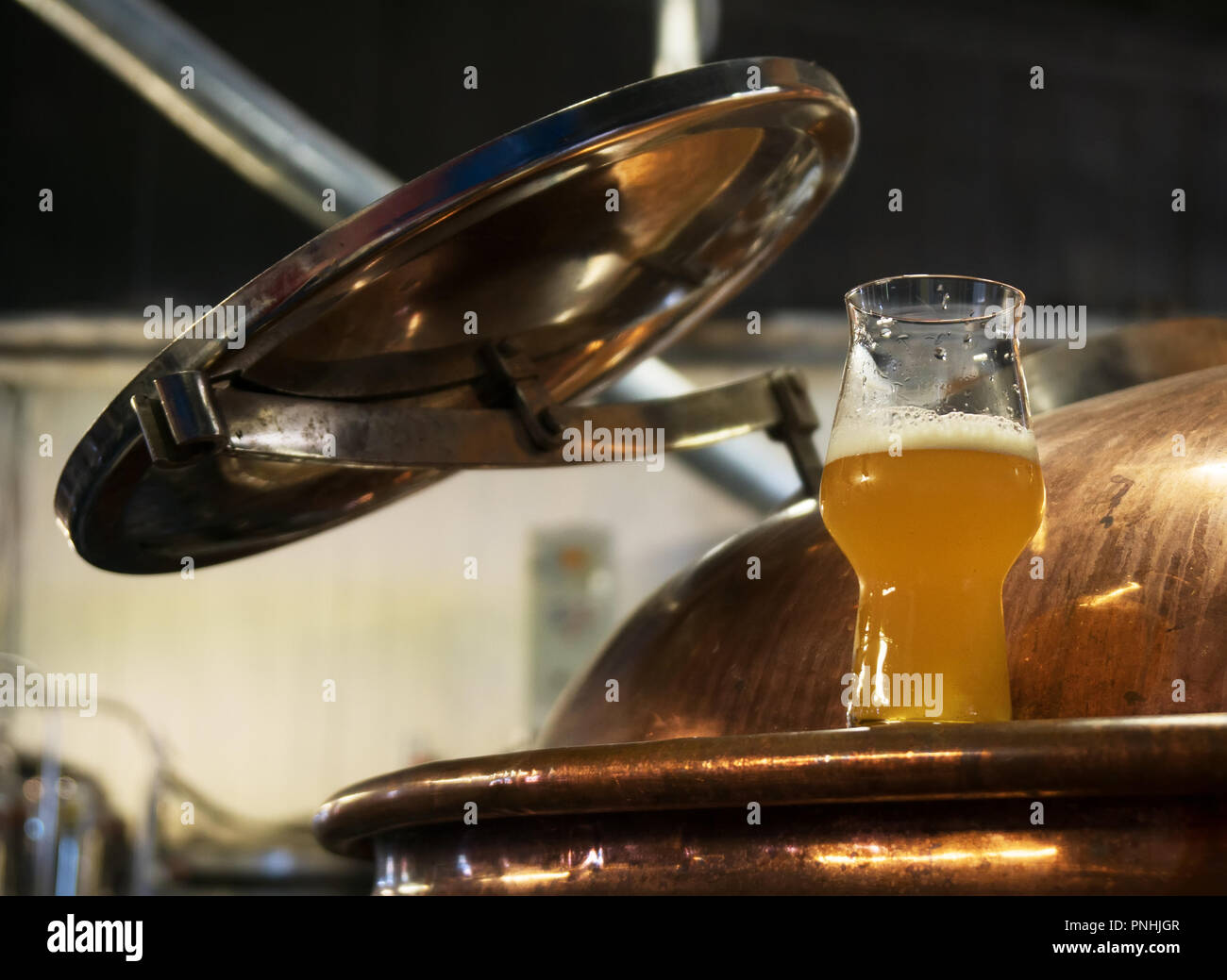 Copper tank for fermentation in a beer brewery Stock Photo - Alamy
