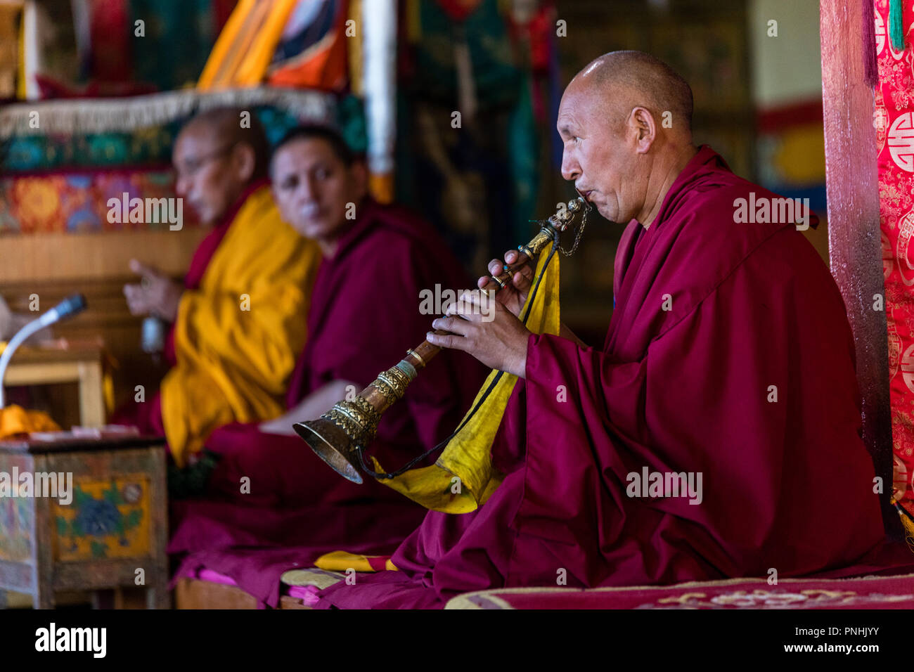 Tibetan monk instrument hi-res stock photography and images - Alamy