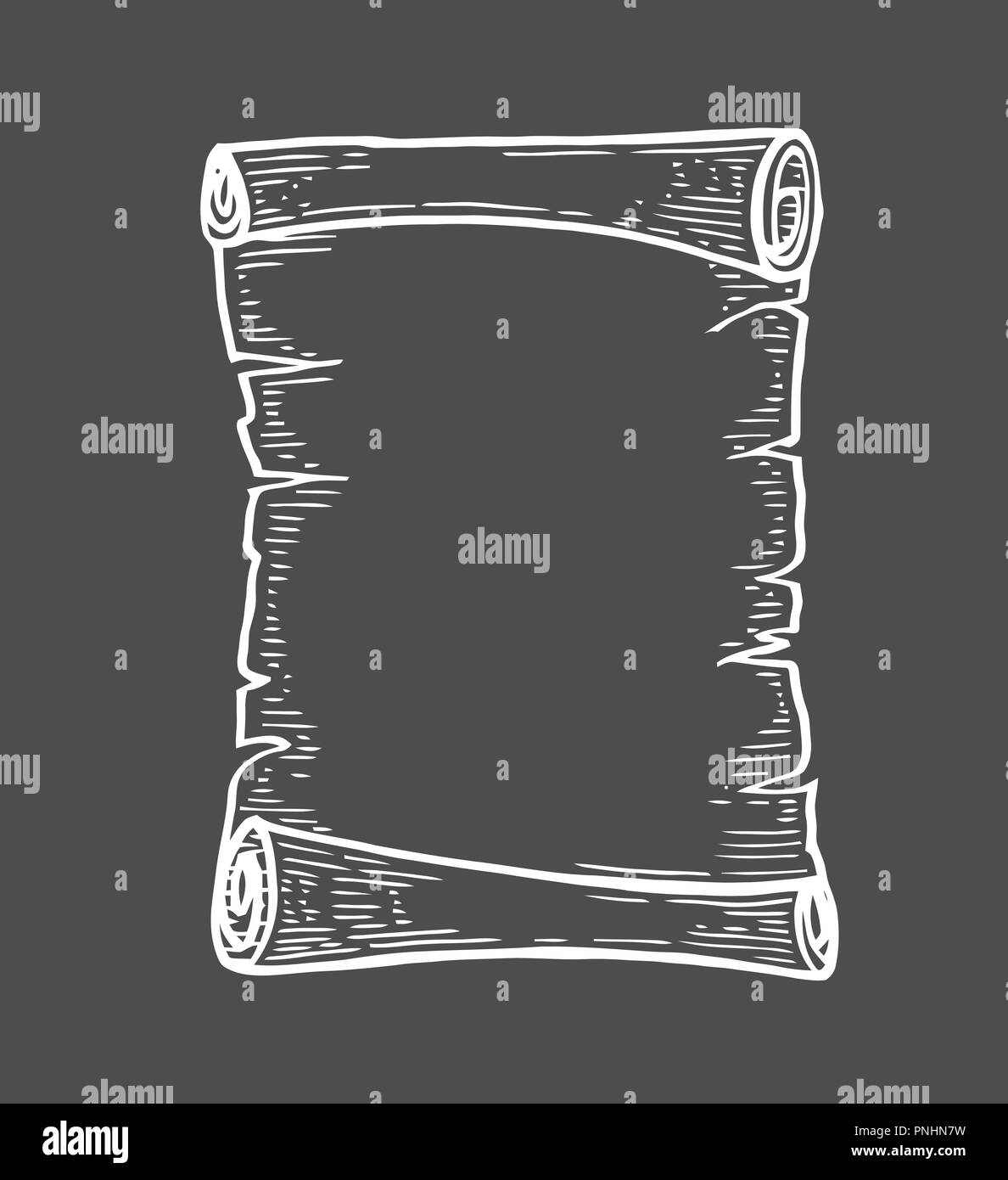 Vector hand drawn illustration of old scrolls in vintage engraved style ...