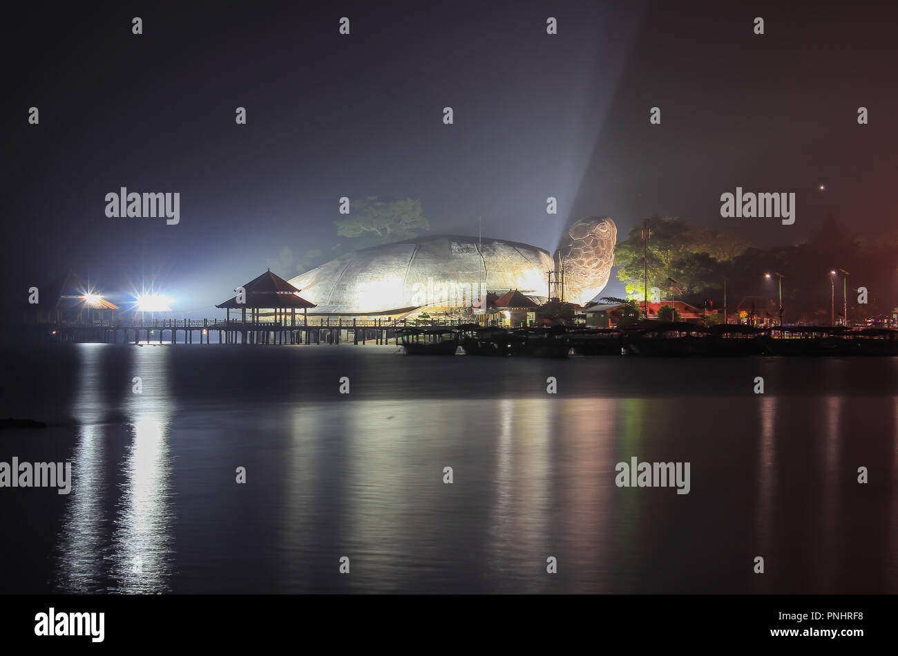 Night view of Kura-kura Ocean Park in Jepara Regency,Central Java ...