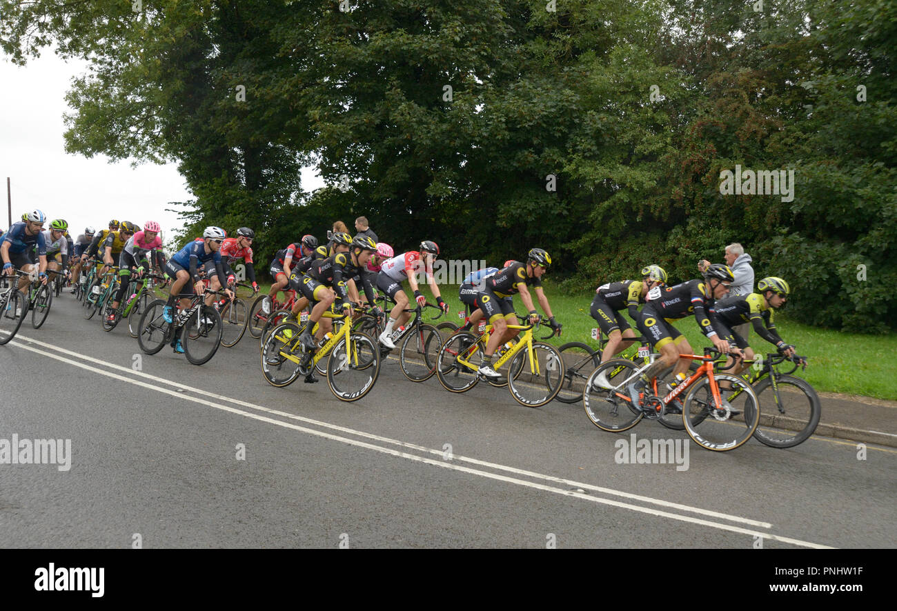 Cyclists in 'Tour of Britain' at Watnall, near Nottingham Stock Photo ...