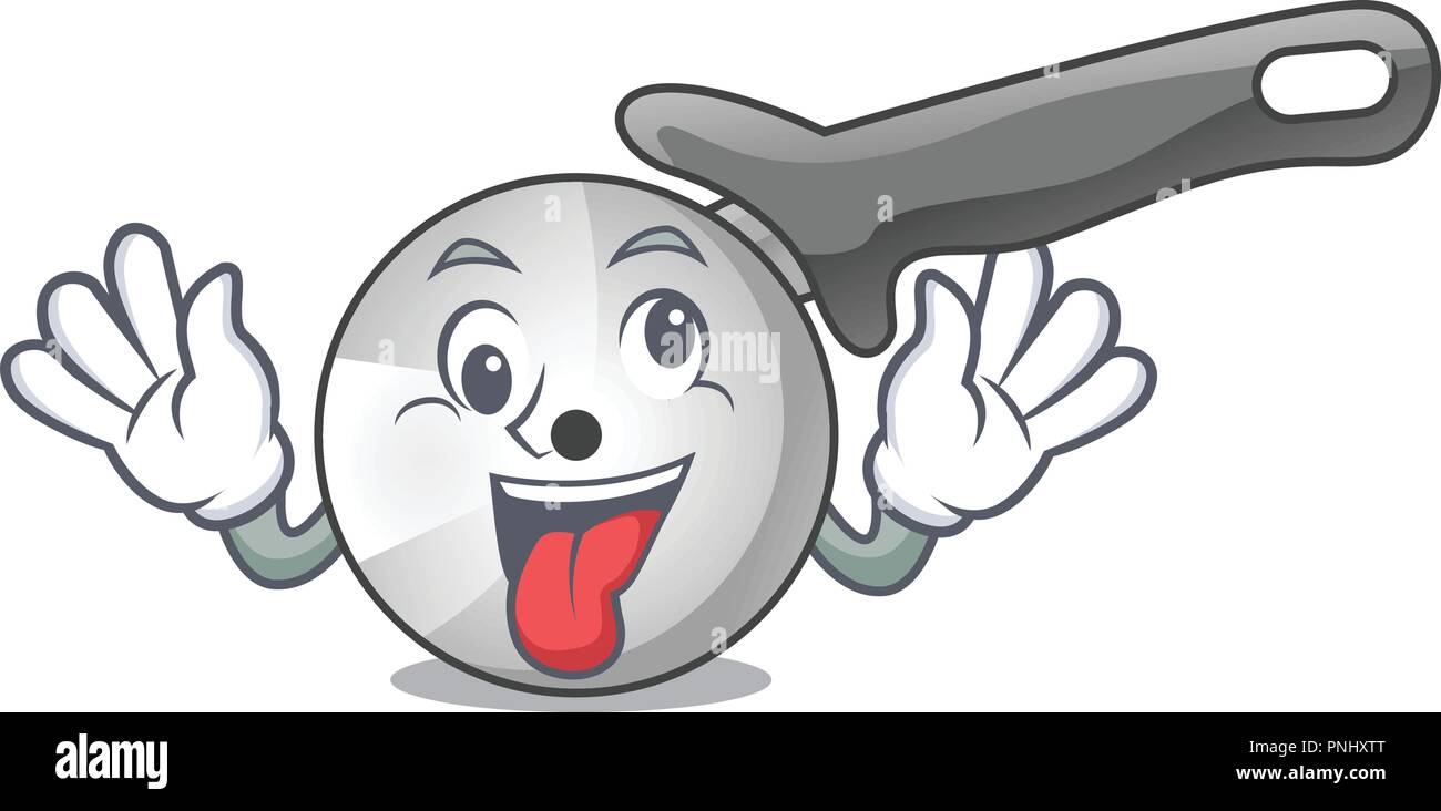 Crazy pizza cutter knife isolated on mascot Stock Vector Image & Art ...