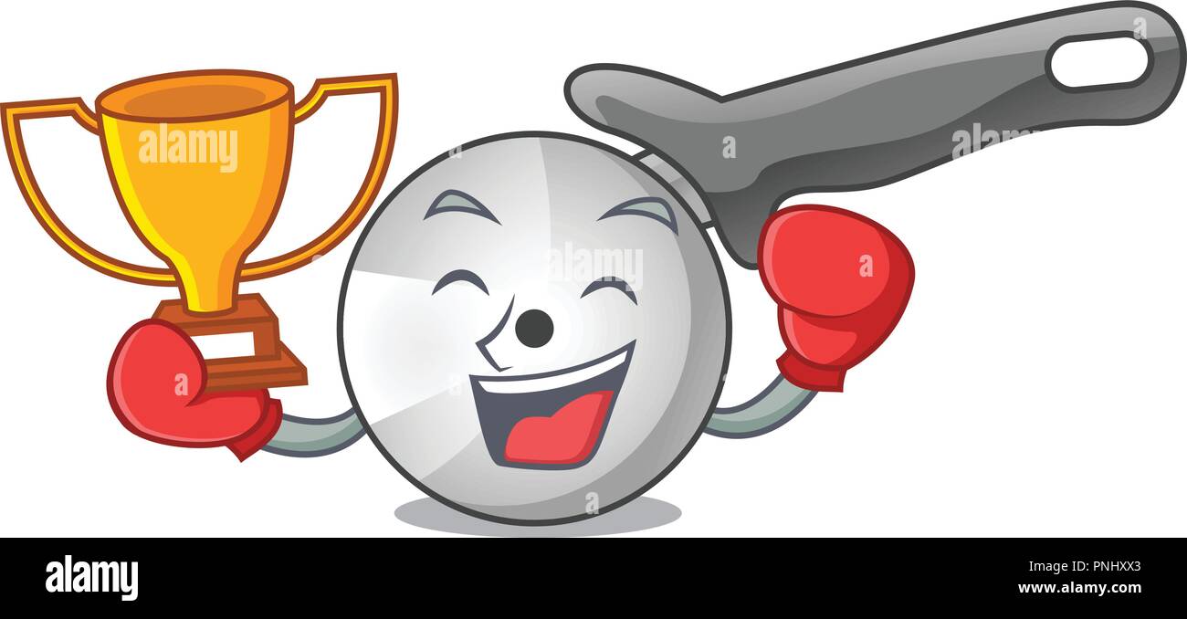 Boxing winner pizza cutter knife isolated on mascot Stock Vector Image ...