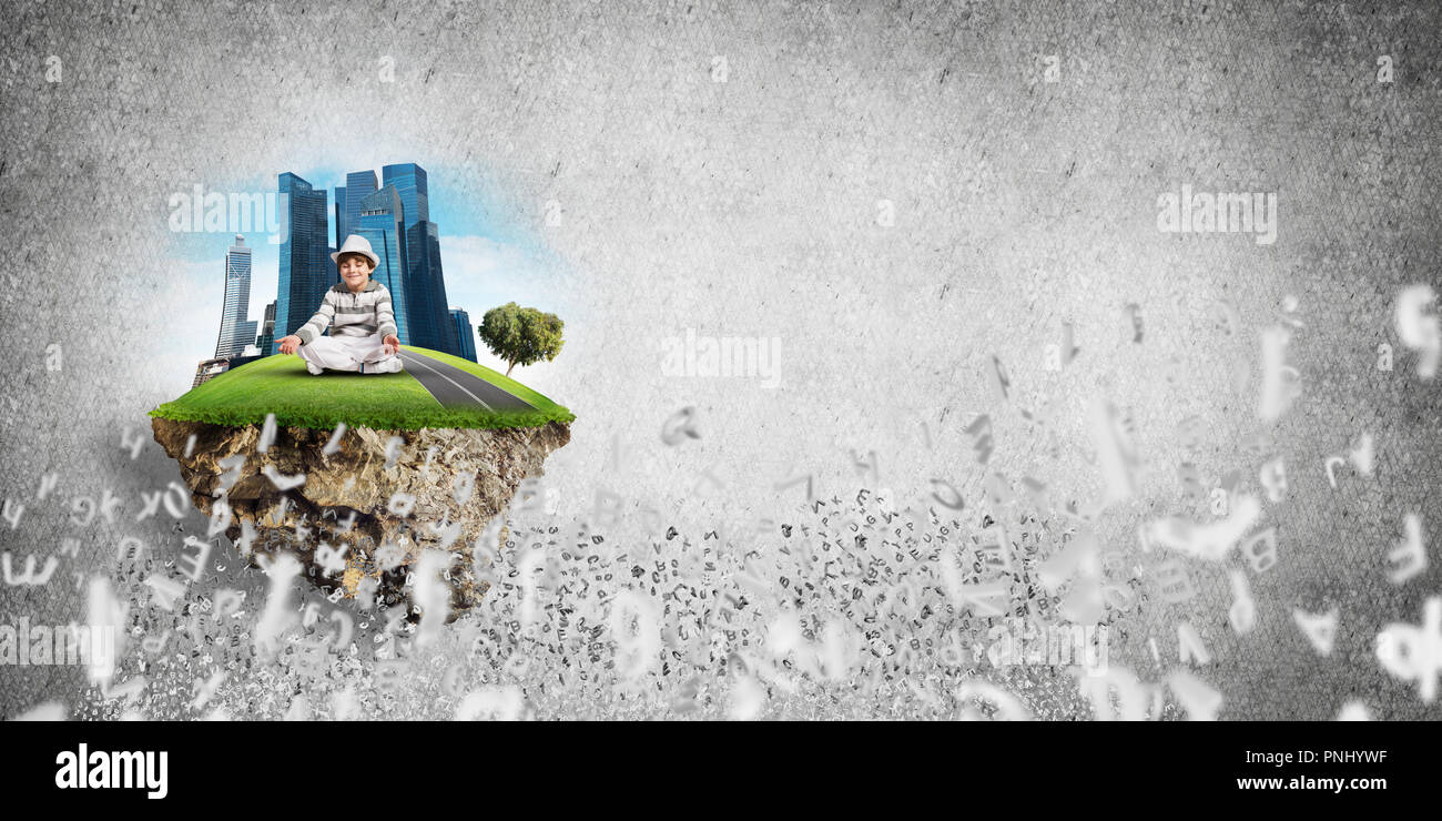 Little boy keeping mind conscious Stock Photo - Alamy