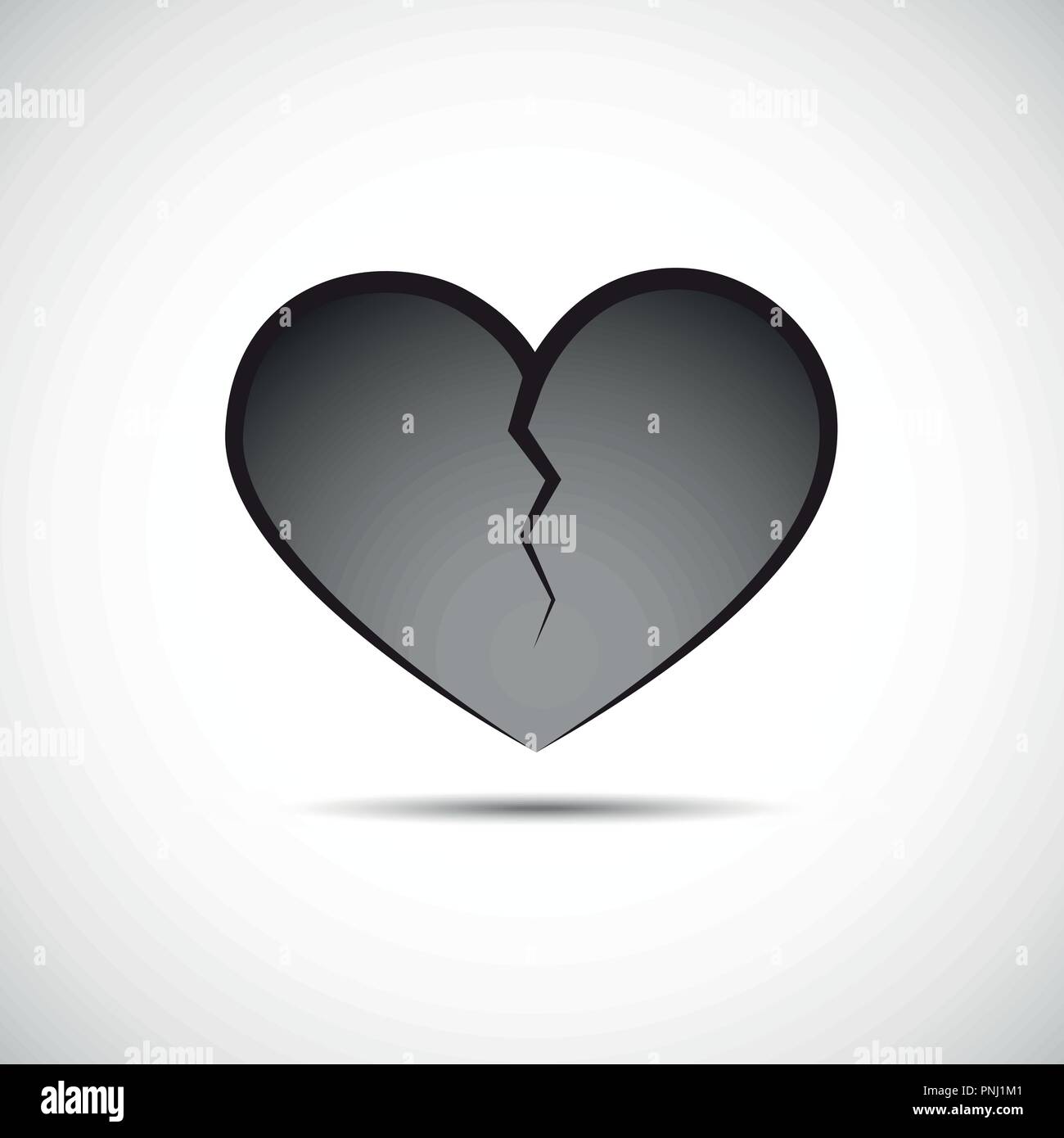grey broken heart isolated on a white background vector illustration ...