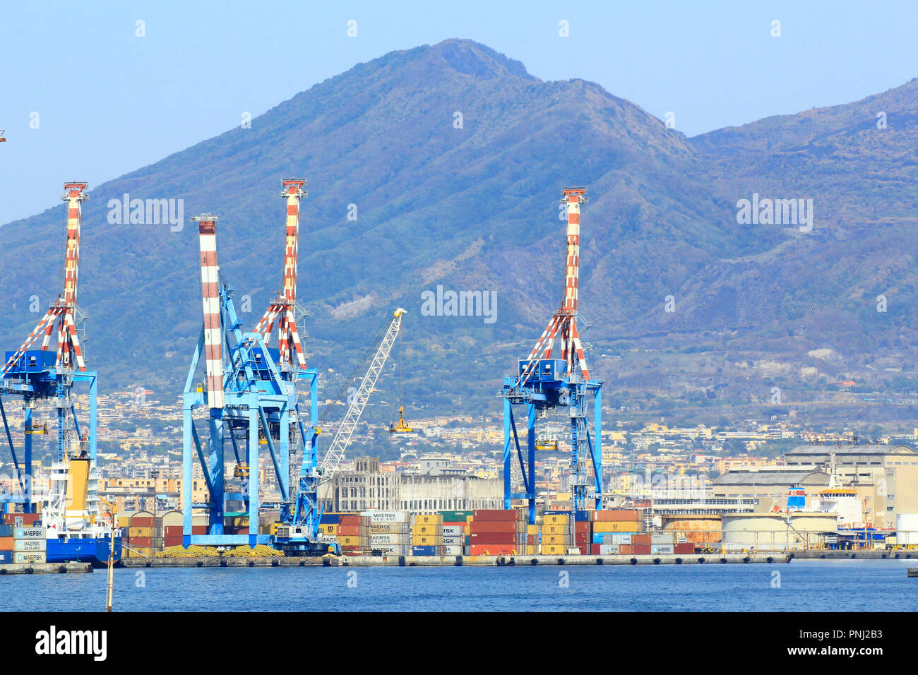 Port of Naples with Iron crane Stock Photo - Alamy