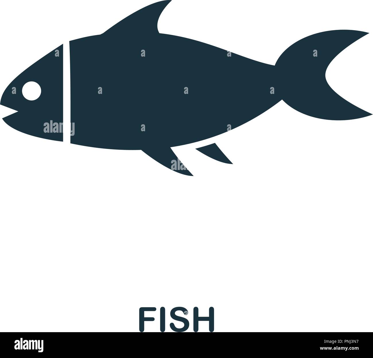 Fish icon. Monochrome style design. UI. Pixel perfect simple pictogram ...