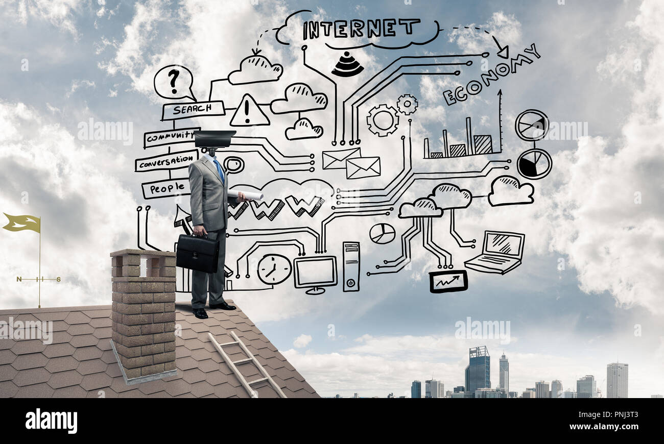 Concept of home security and privacy protection with camera head Stock ...