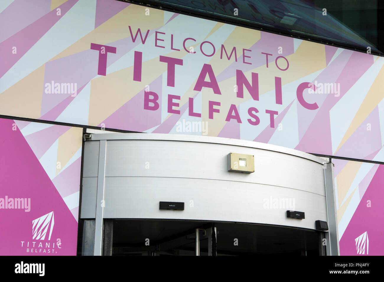 Belfast, Northern Ireland - August 23rd 2018: The welcome sign above ...