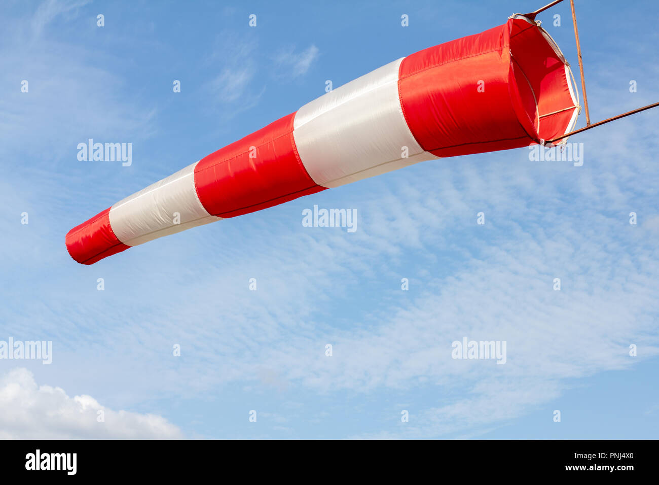 Wind sock, Air field direction and wind speed sign and a wind force ...