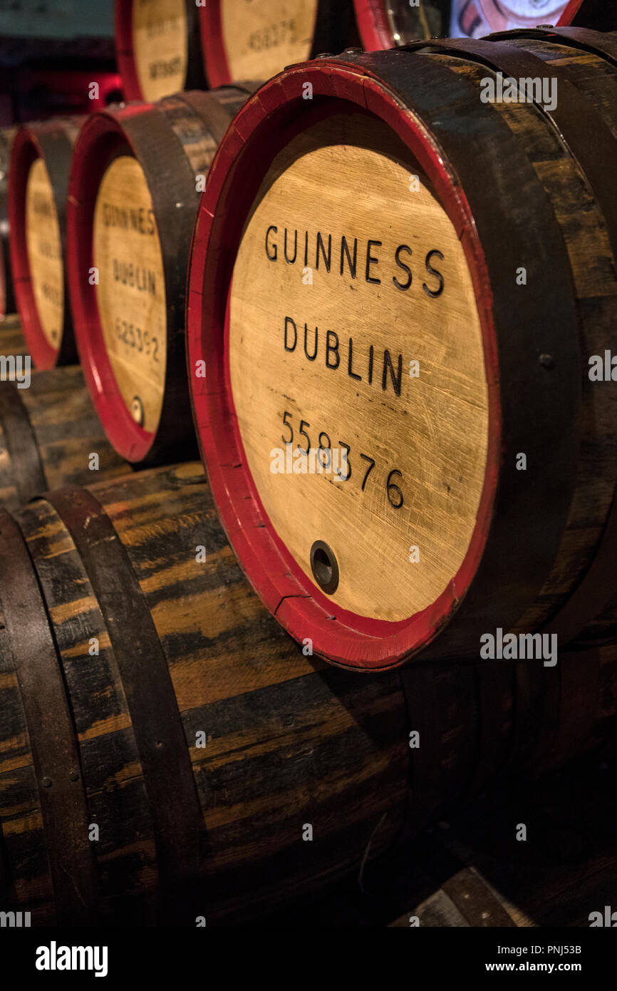 Dublin, Ireland - August 13th 2018: Vintage Guinness barrels, on ...