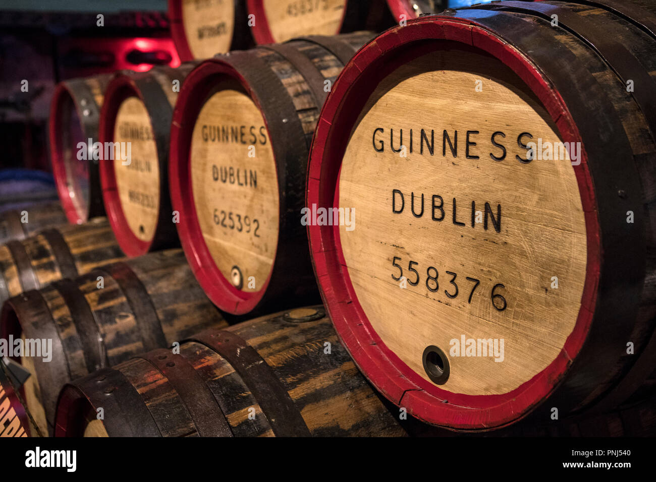 Dublin, Ireland - August 13th 2018: Vintage Guinness barrels, on ...