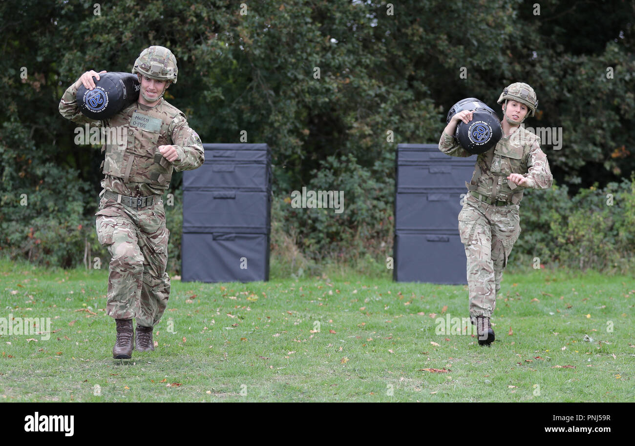Soldiers demonstrate the repeated lift and carry stage in the British ...