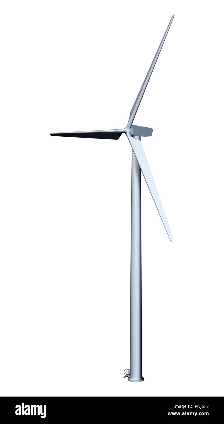 3D rendering of a wind turbine isolated on white background Stock Photo ...