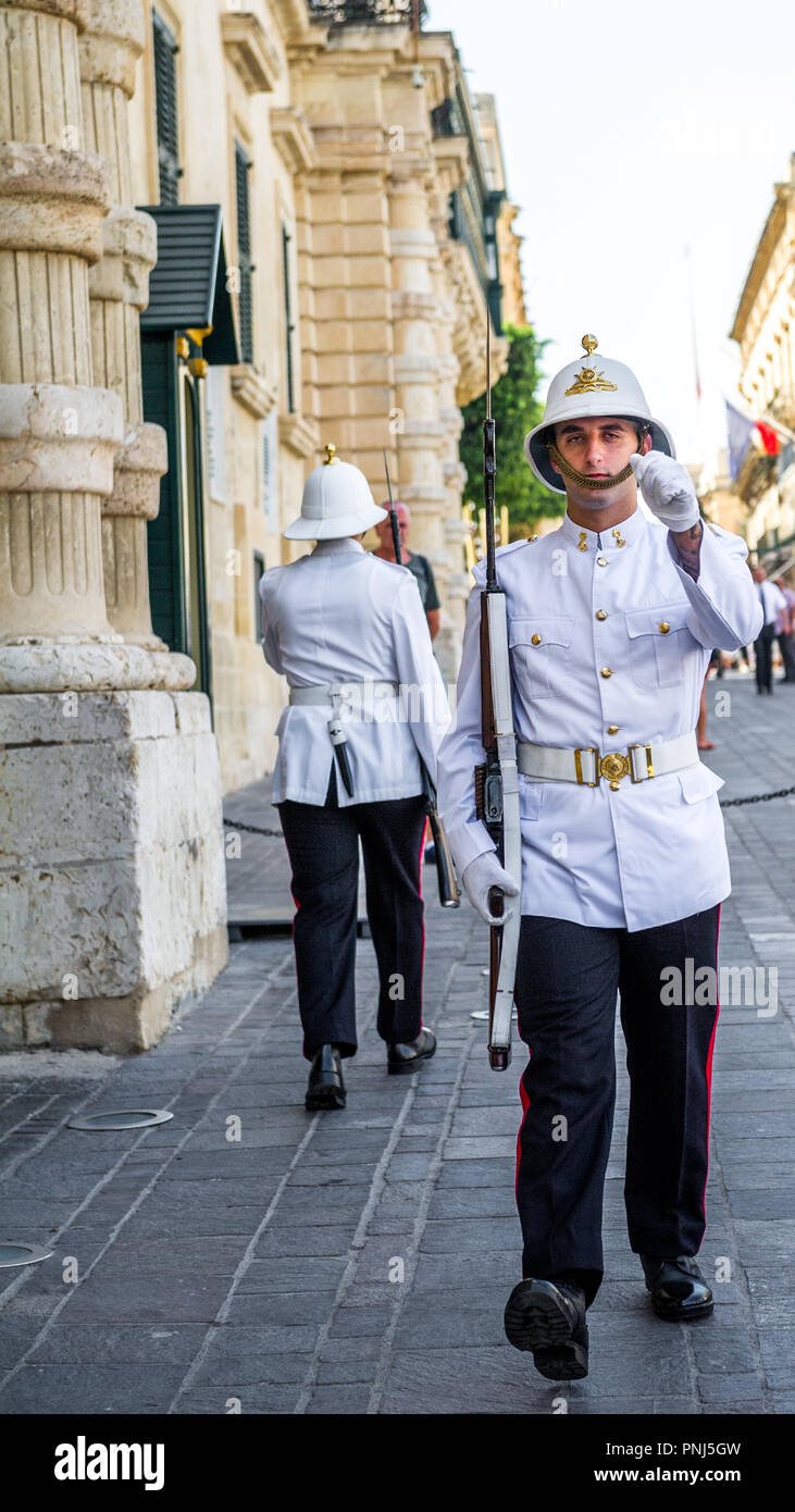 Guard on duty outside the Grandmasters Palace, Valletta, Malta Stock ...
