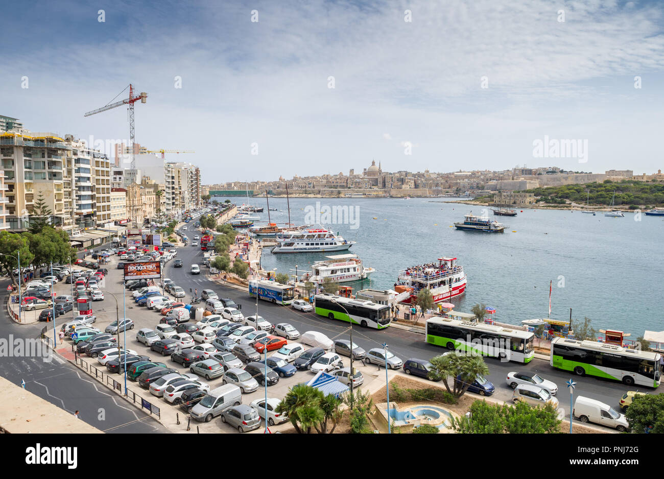 The water front at Sliema on the Mediterranean island of Malta Stock ...
